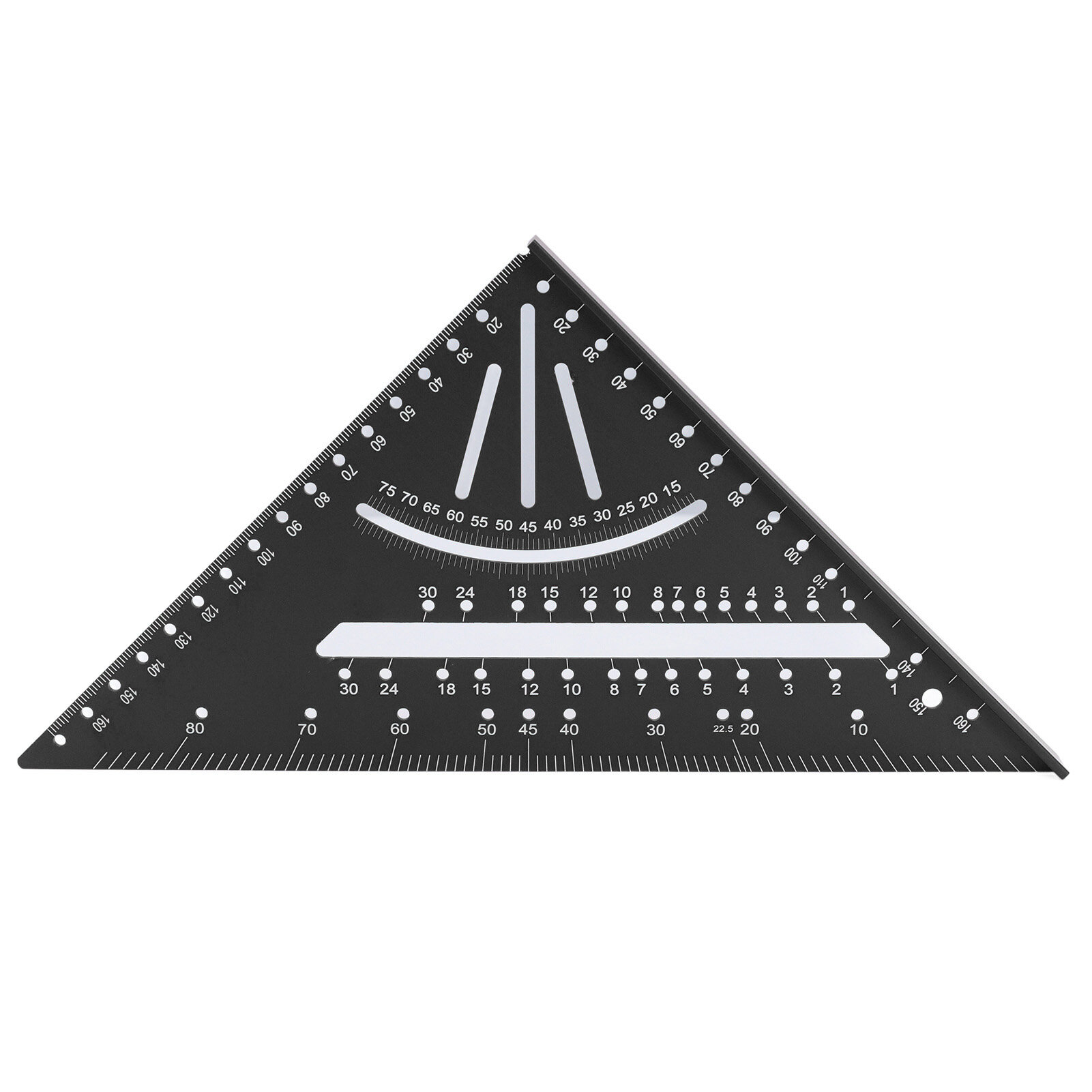 Алюминиевый треугольный линейка прозрачная точная масштаба 30 ° 45 ° 60 ° метрика 90 ° Прямоугольный линейка для деревообработки черного цвета