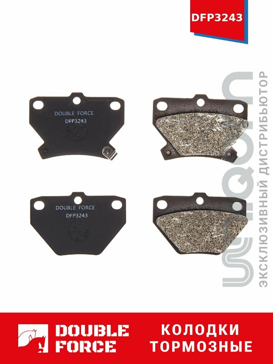 Колодки тормозные задние TOYOTA ALLEX 2001-06, COROLLA 1997-08, CORONA 1994-96, ist 2002-07, Prius 2000-09, VITZ 1999-05, Voltz 2002-04, WILL VS 2001-04 Double Force DFP3243