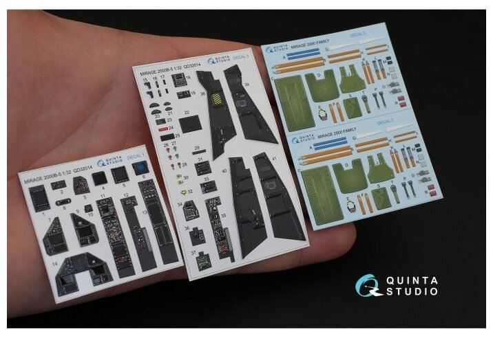 QD32014 1/32 3D Декаль интерьера кабины Mirage 2000B-5 (2000-5BGM Mk2) (для модели Kitty Hawk)