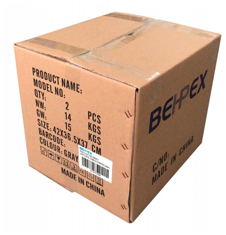 Кабель сетевой UTP 4 пары cat6 solid 0.55мм Cu 305м серый