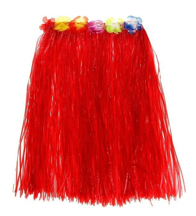 Гавайская юбка МаскаПати 60 см, красная, Гавайская вечеринка
