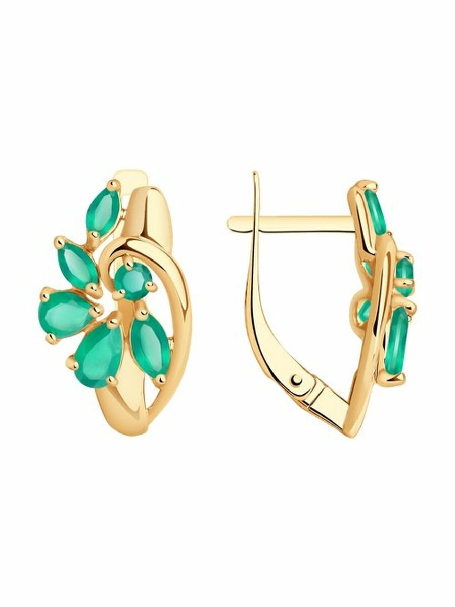 Серьги, красное золото, 375 проба, агат