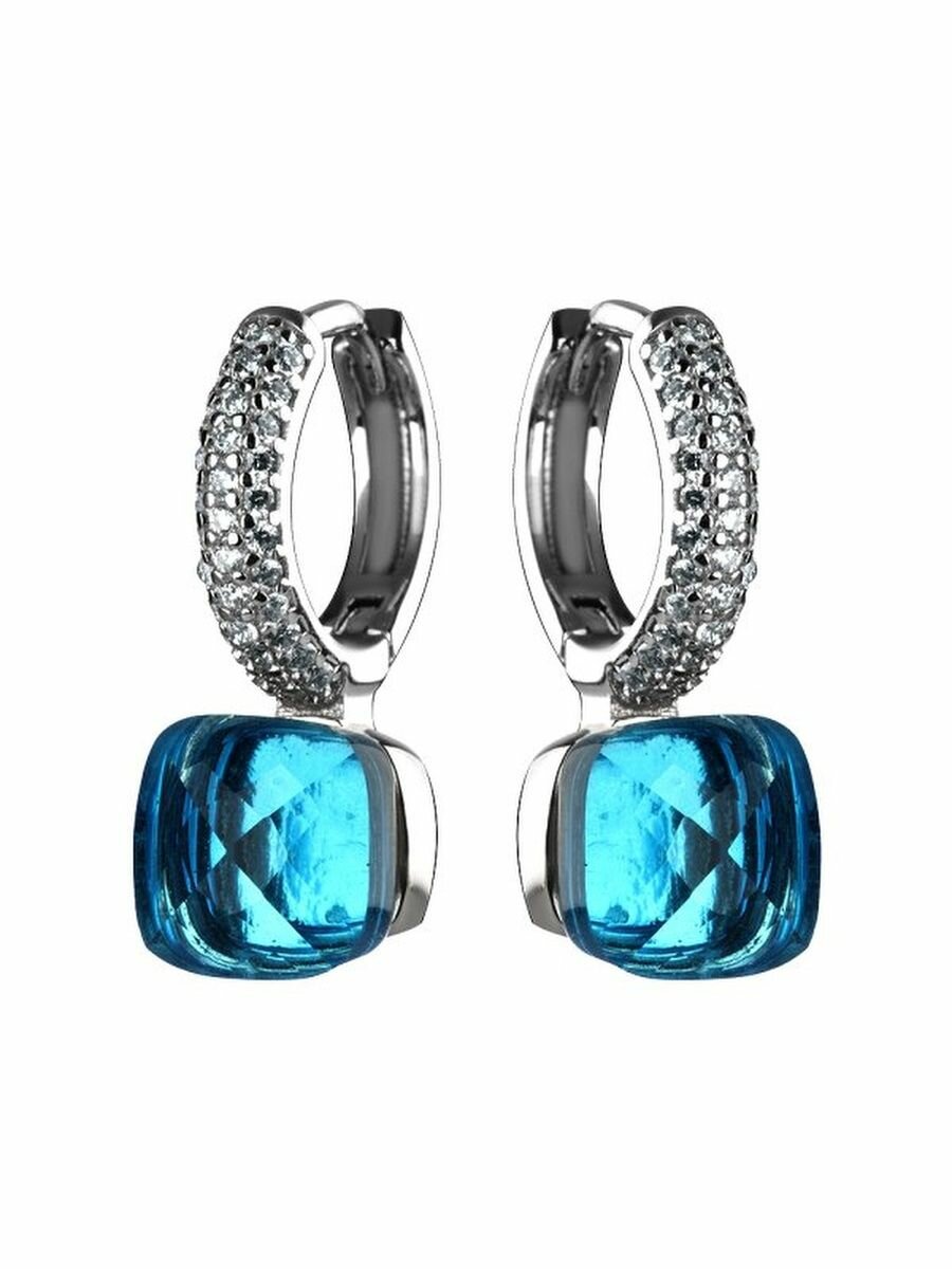 Серьги, серебро, 925 проба, родирование, фианит