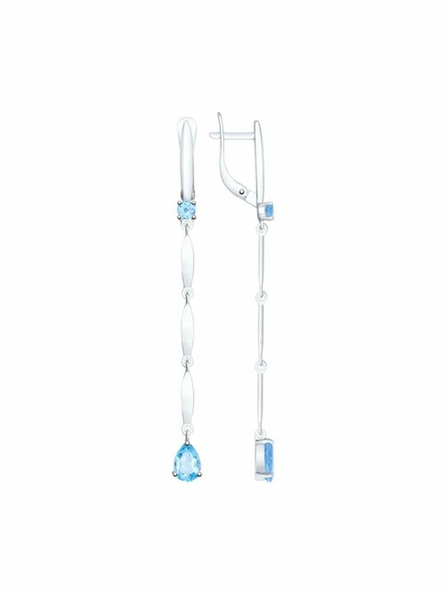 Серьги, серебро, 925 проба, родирование, топаз