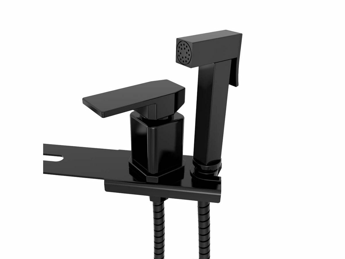 Биде-приставка для унитаза черная квадратной формы