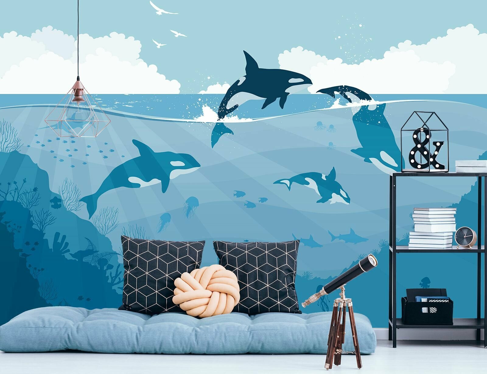 Фотообои на стену флизелиновые 3d детские Luxury Walls AM10604 Киты 400x270