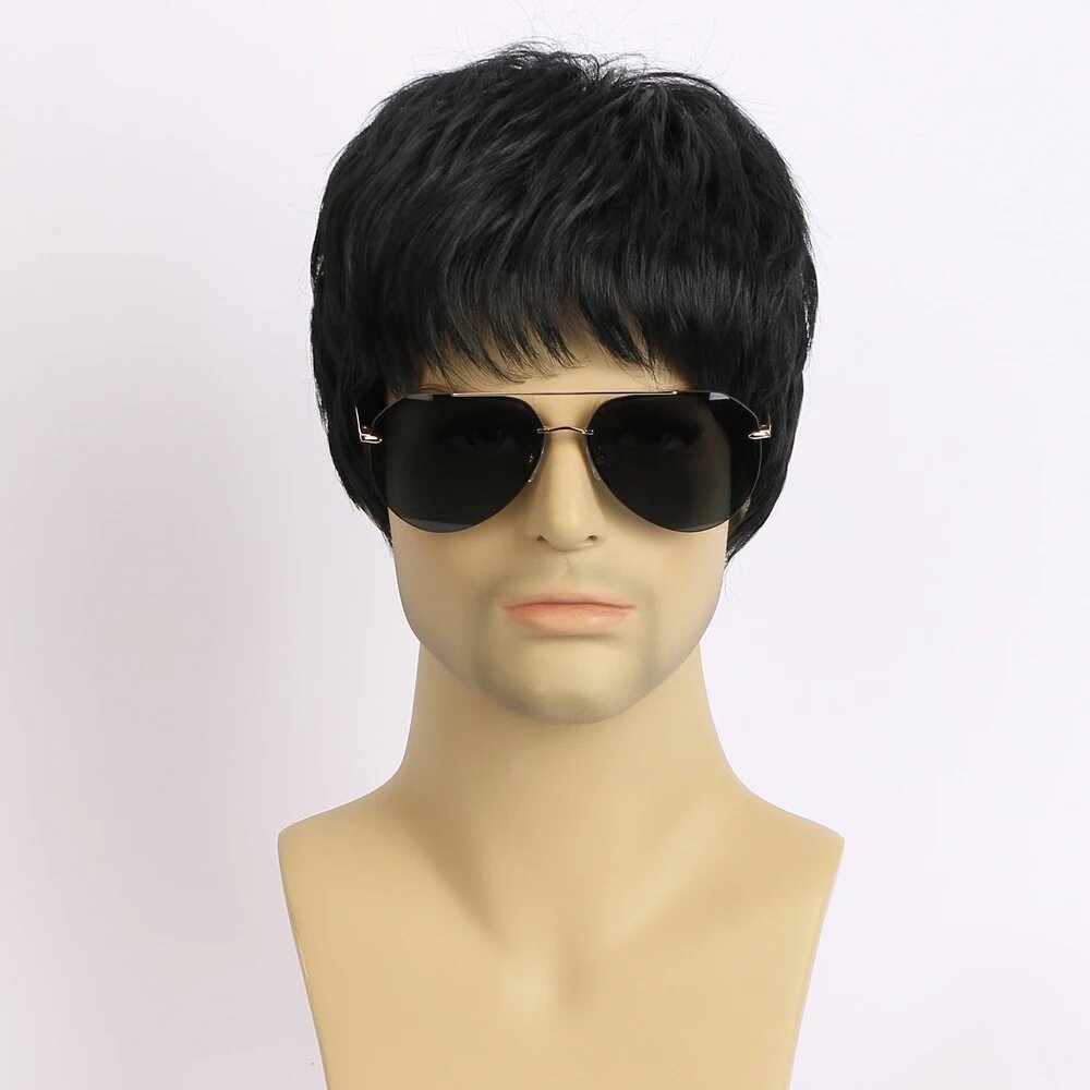 Черный короткий вьющийся парик WIG-M33C