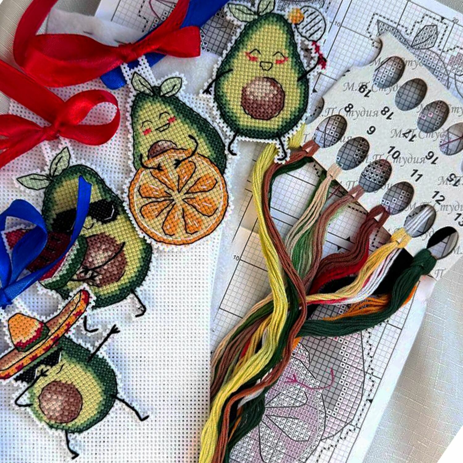 Вышивка крестом наборы P-826 Авокадо 9х7см, магнит, пластиковая канва