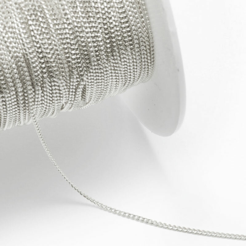 Цепочка отрезная (без замка), 1.8х1.2мм, витая, с алмазной гранью, базовый материал - латунь, серебристого цвета, 2 метра