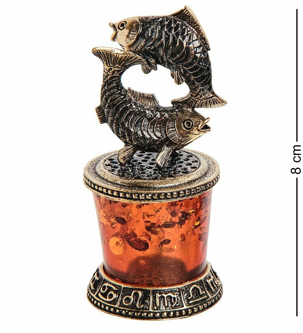 Фигурка 'Знак зодиака-Рыбы' (латунь, янтарь)