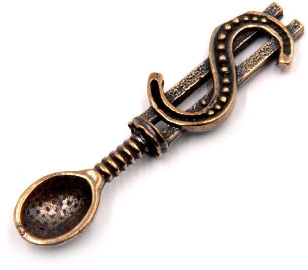 Ложка загребушка С долларом (Металл, 35 - 8 мм.), 1 шт.