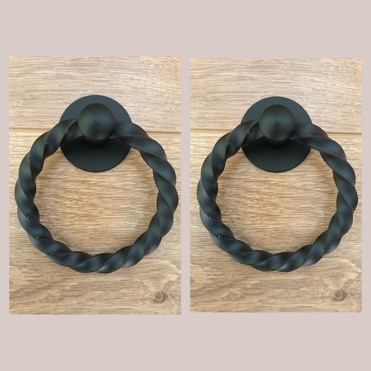 Ручка-кольцо РК-80 мод.7 сквозного монтажа (черный) - 2 шт.