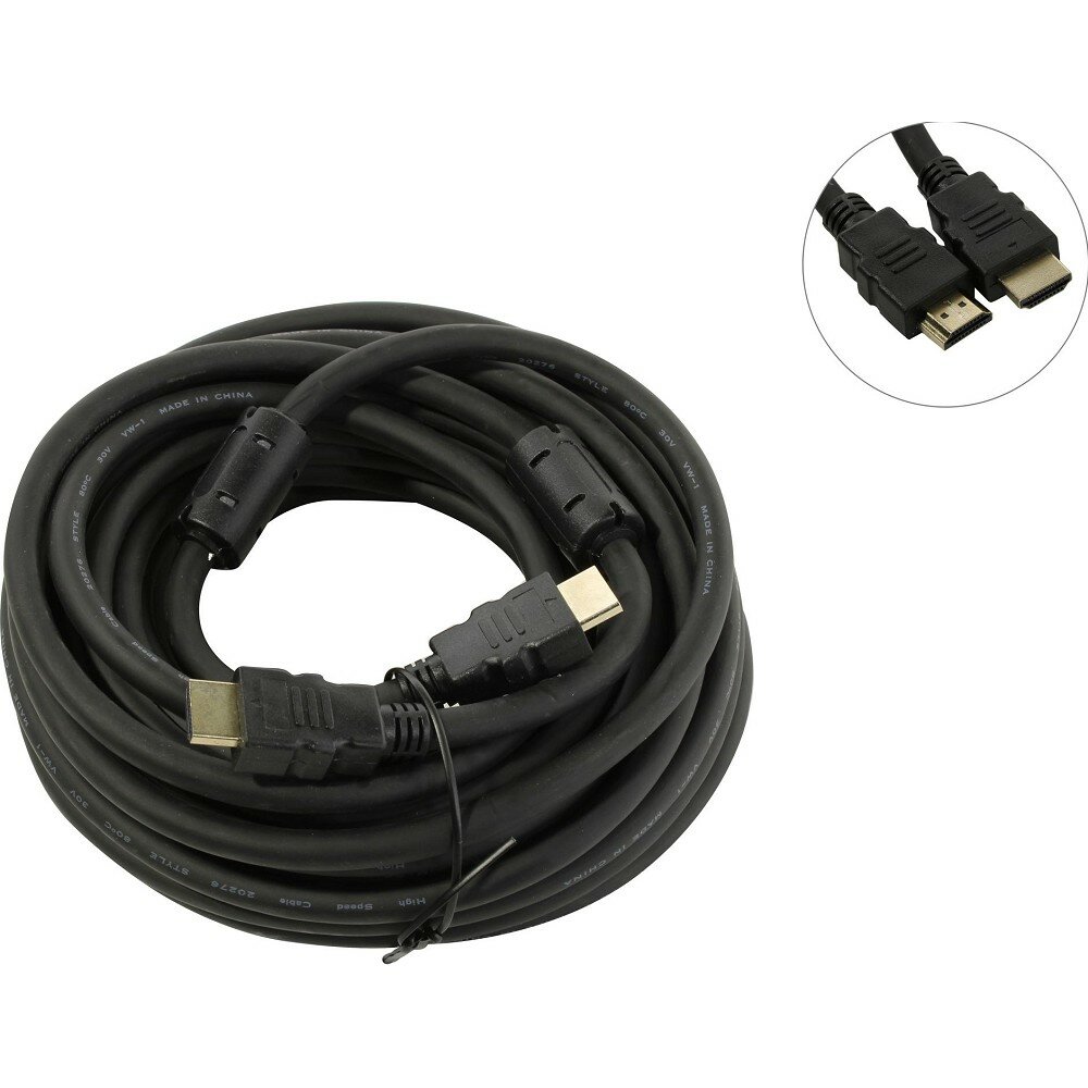 EXEGATE кабели EX287726RUS Кабель HDMI EX-CC-HDMI2-10.0F 19M 19M, v2.0, 10м, 4K UHD, Ethernet, ферритовые кольца, позолоченные контакты
