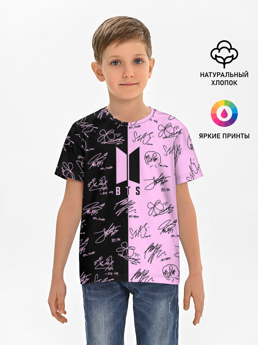 Футболка хлопковая детская BTS АВТОГРАФЫ | БТС