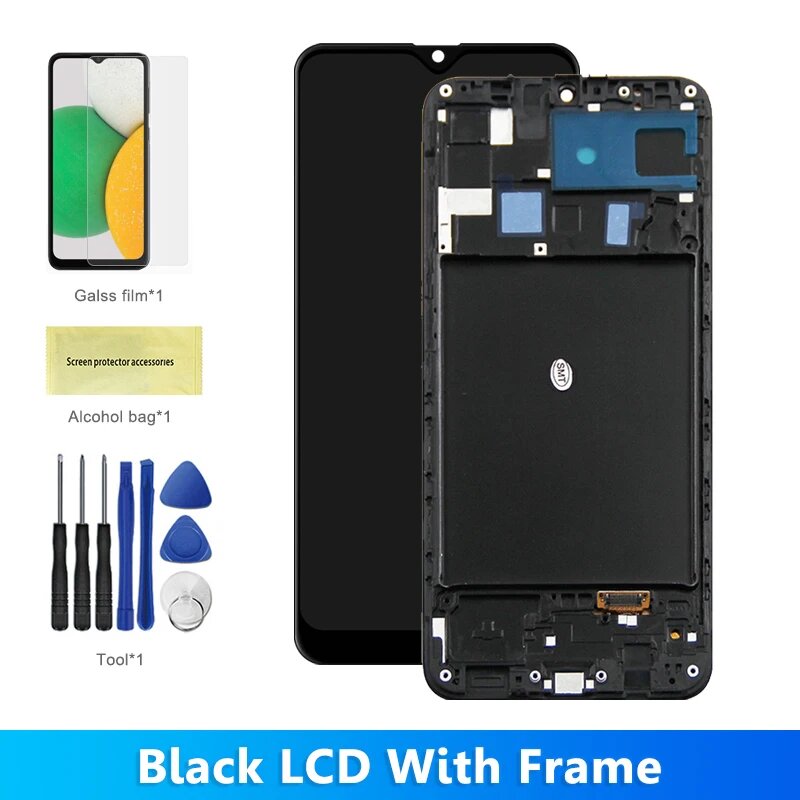 Замена дисплея TFT A20 6,4 дюйма, для Samsung Galaxy A20 A205 A205F ЖК-дисплей с цифровым преобразователем сенсорного экрана в сборе с рамкой Black With Frame