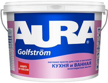 Краска для Ванной и Кухни Aura Interior Golfstrom 2.7л Особопрочная, Белая, Матовая / Аура.