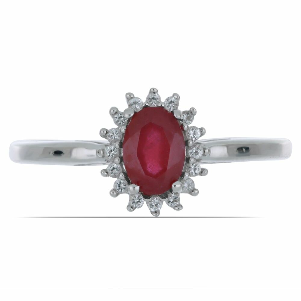 Кольцо, серебро, 925 проба, родирование, рубин, топаз