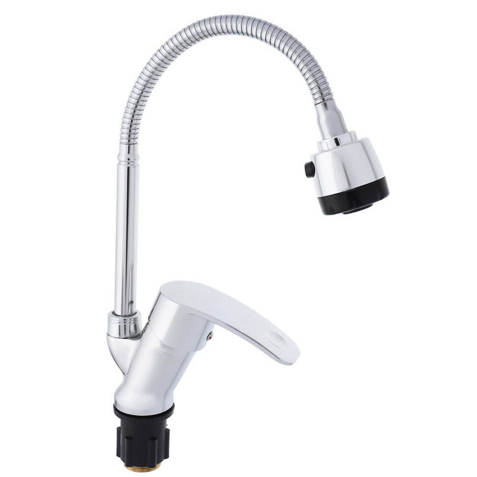 СоюзКран SK01-F106 (566-388), Смеситель для кухни, гибкий излив, керамический картридж 40мм, цинк, хром