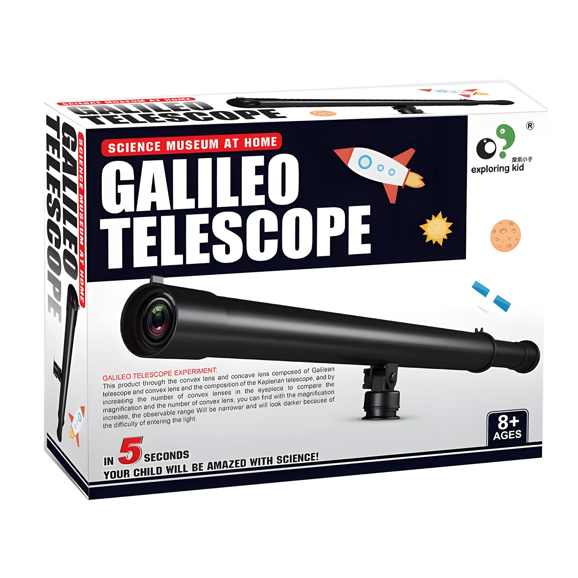 Монокулярный телескоп Discovery Kid Galileo, для научных экспериментов, набор для самостоятельной сборки