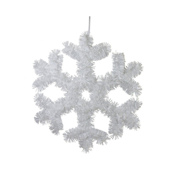 Снежинка мишура подвесная белая 30см/G