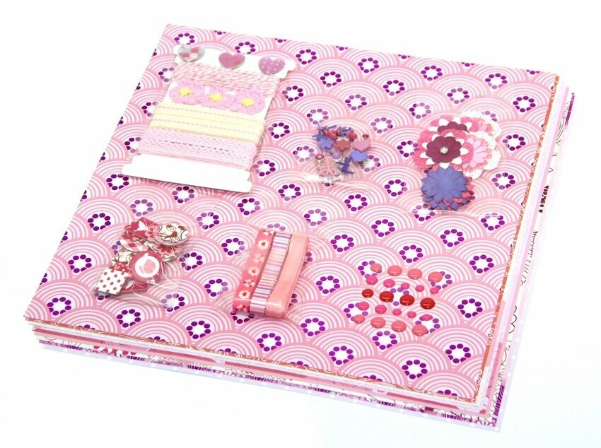 Набор для скрапбукинга Рукоделие 9 элементов с бумагой, чипбордами, заготовками