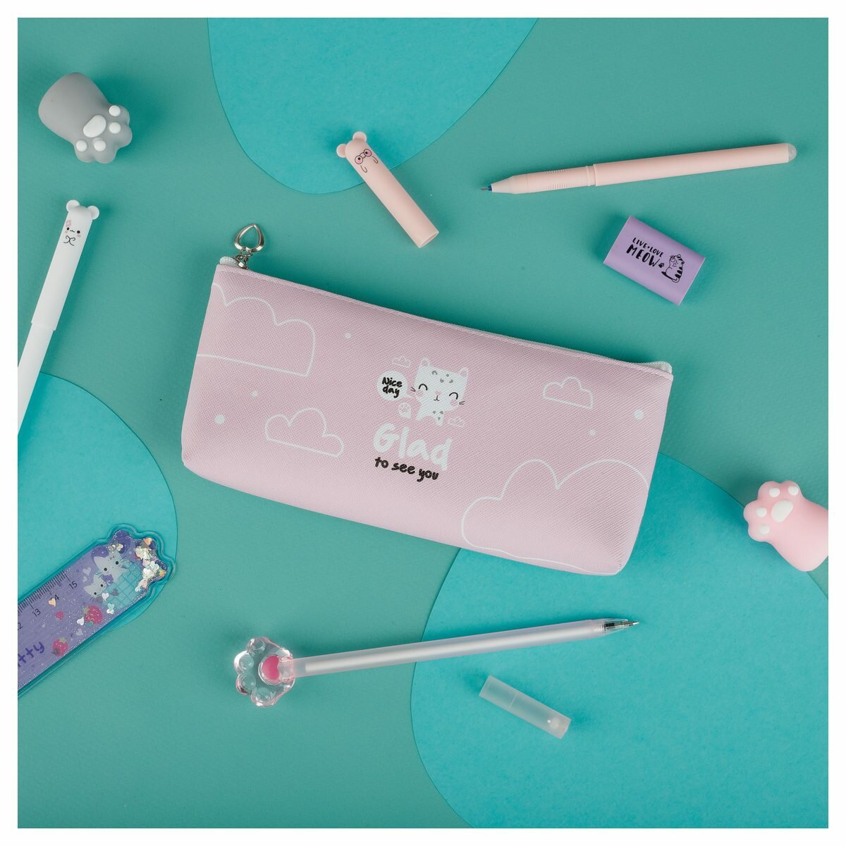 Пенал школьный мягкий 1 отделение MESHU "Glad", искусственная кожа, 200х85x30мм (MS_57800)