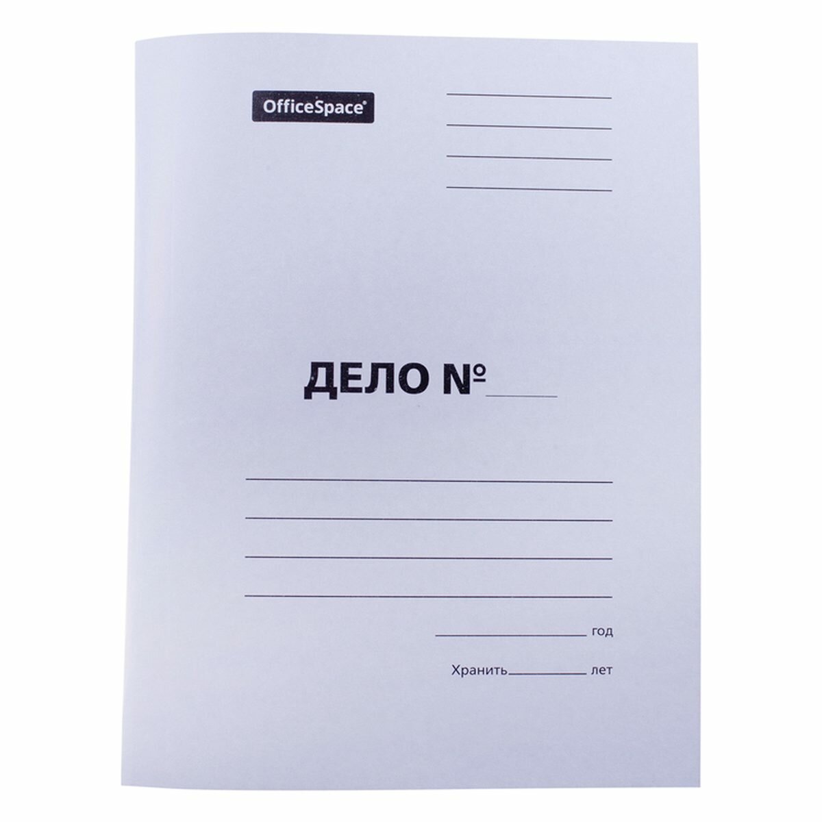 Папка-скоросшиватель OfficeSpace "Дело" (А4, до 200л, 300 г/кв. м, картон мелованный) белая (158527), 1шт.