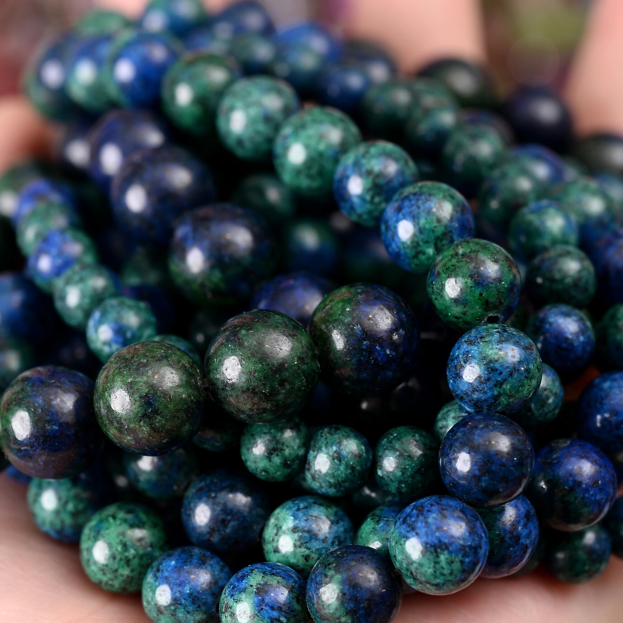 Бусины из натурального камня 4-12 мм Изумрудный, 6mm approx 61 beads, Phoenix lapis lazuli