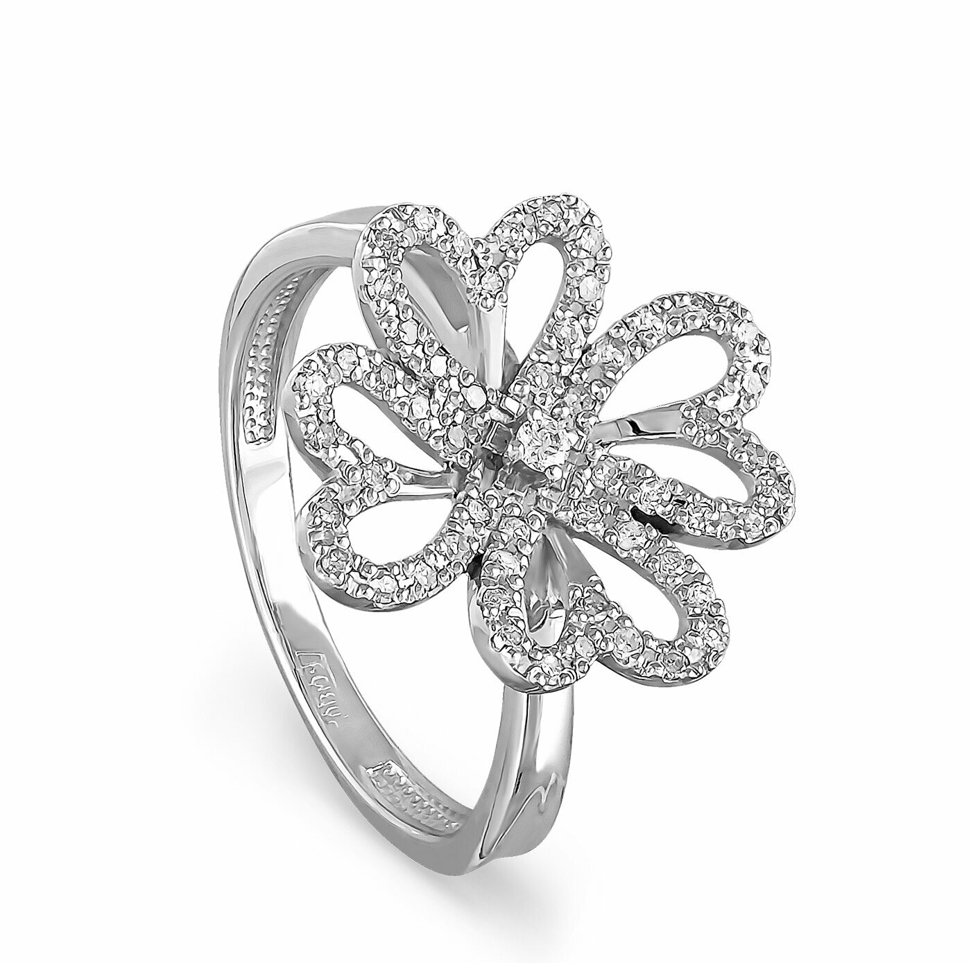 Кольцо, серебро, 925 проба, фианит