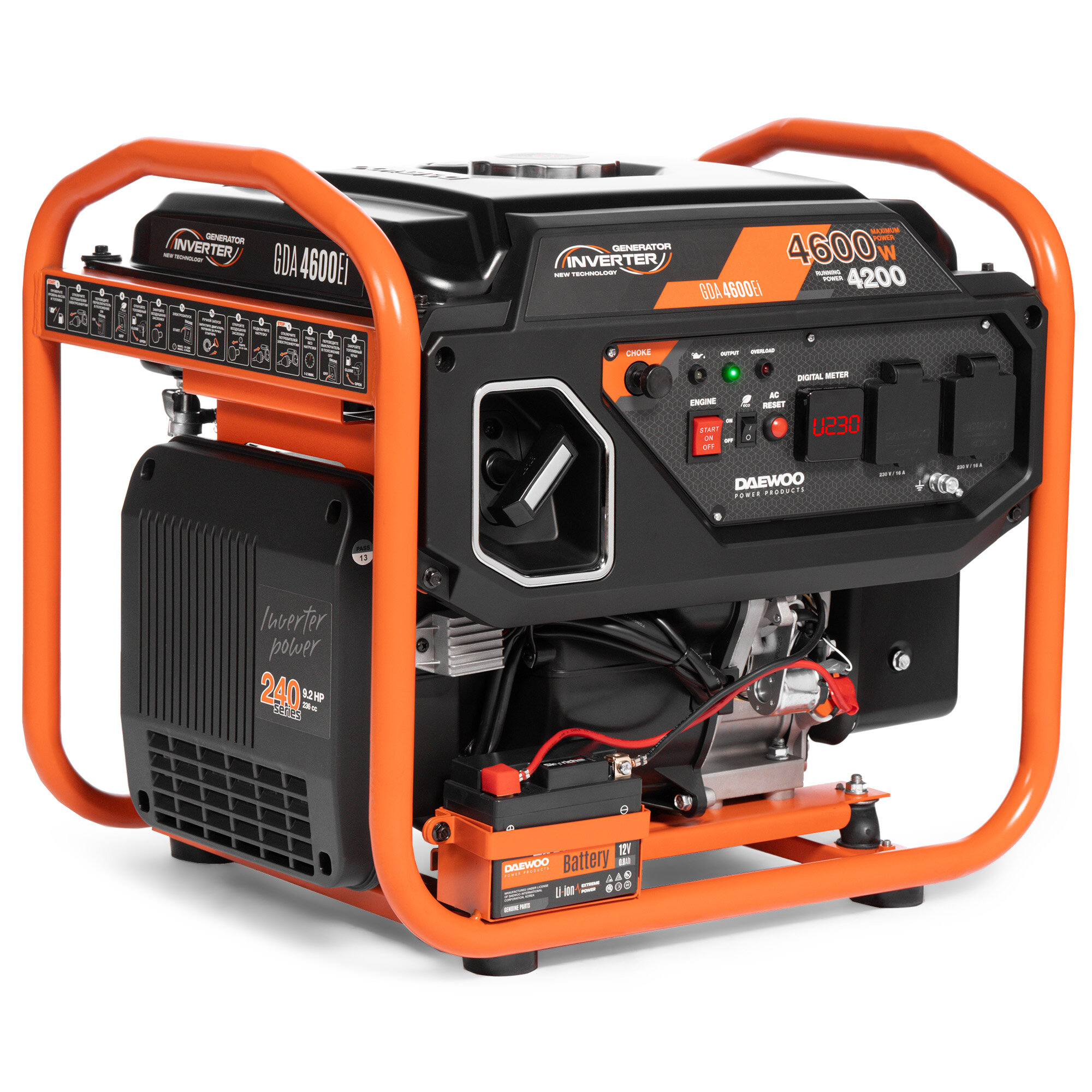 Инверторный генератор DAEWOO GDA 4600Ei, 4.2 кВт, бензиновый