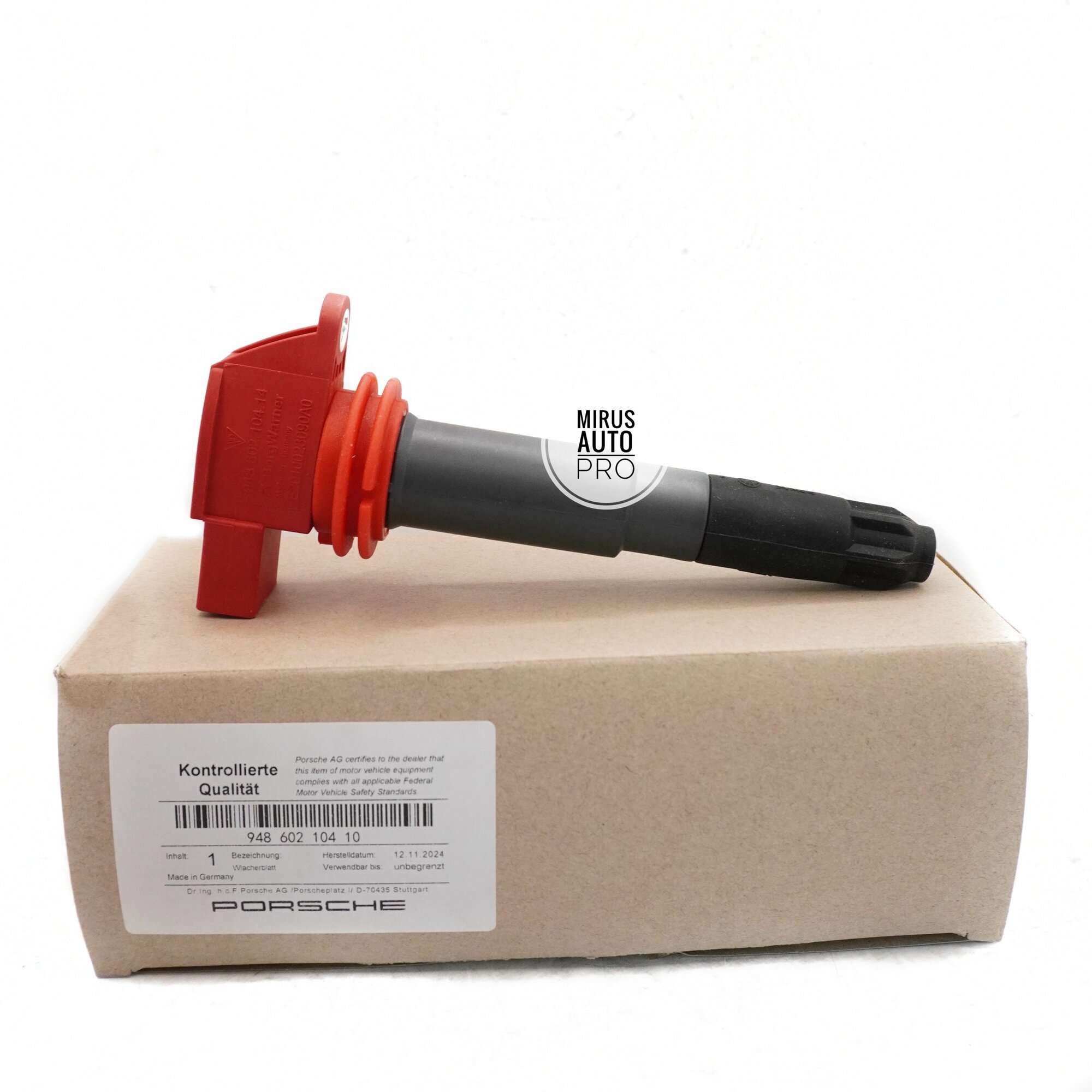 Катушка зажигания Porsche 94860210410, для Porsche Cayenne, Panamera, длина 74мм, красная/серая
