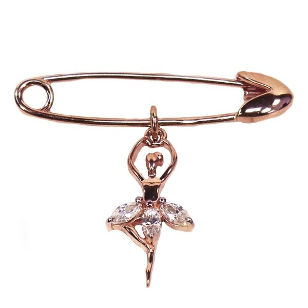 Брошь, красное золото, 585 проба, фианит