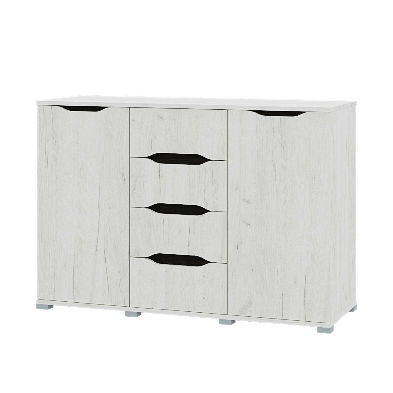 Комод напольный для спальни «Вега», 4 ящика, 2 дверцы, 1200×828×430 мм, цвет крафт белый/венге