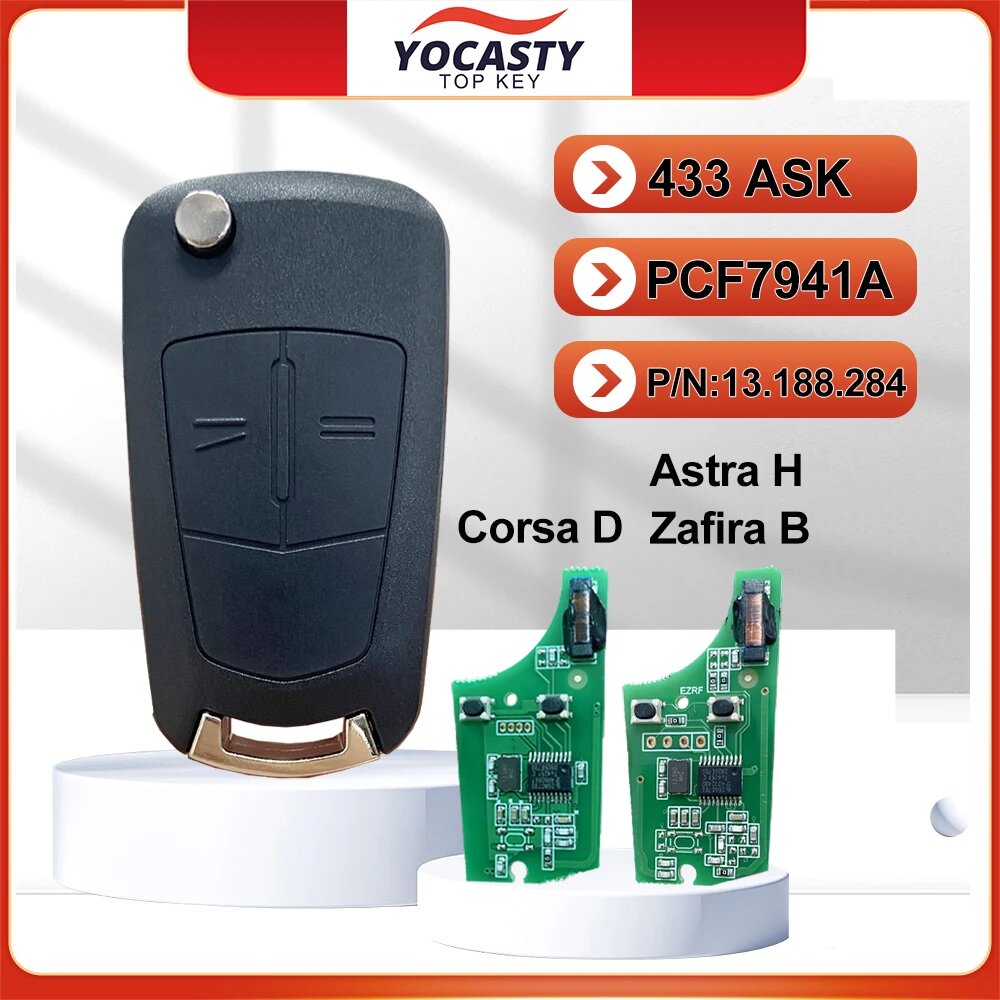 2-кнопочный автоключ для Opel Corsa D, 433 МГц, PCF7941A
