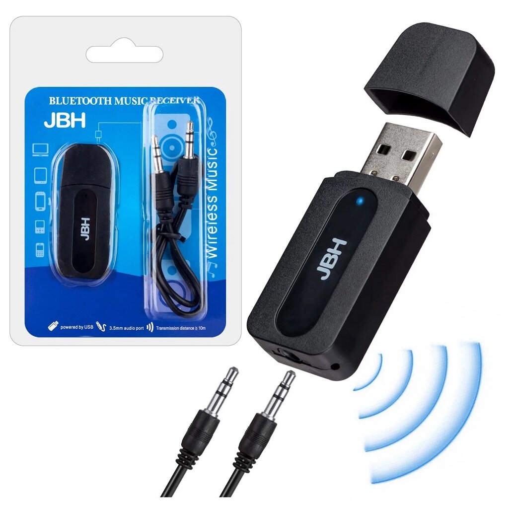 Bluetooth ресивер JBH BT-04 AUX Music, USB, AUX кабель, черный