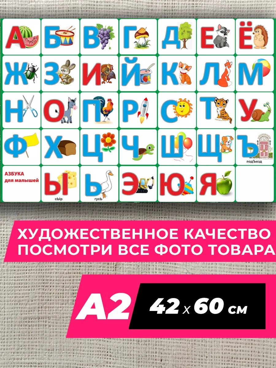 Плакат алфавит русский на стену для малышей A2