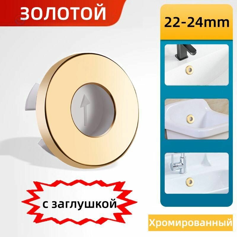 Набор фурнитуры для раковины, хромированная заглушка перелива 22-24 мм, латунный корпус, ударопрочная декоративная вставка для ванной и кухни