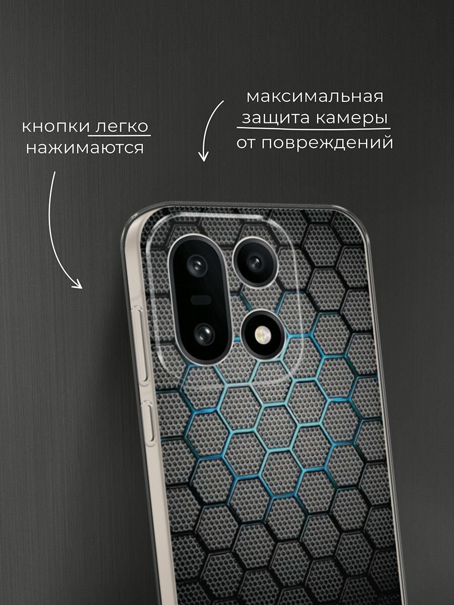 Силиконовый чехол на OnePlus 15 / Ван Плас 15 с принтом Бирюзовые соты — фото 1