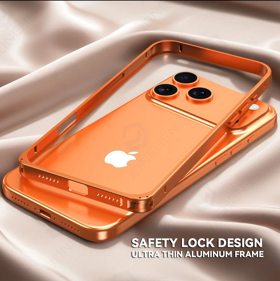 Металлический матовый Бампер на IPhone 17 Pro Cosmic Orange, оранжевый