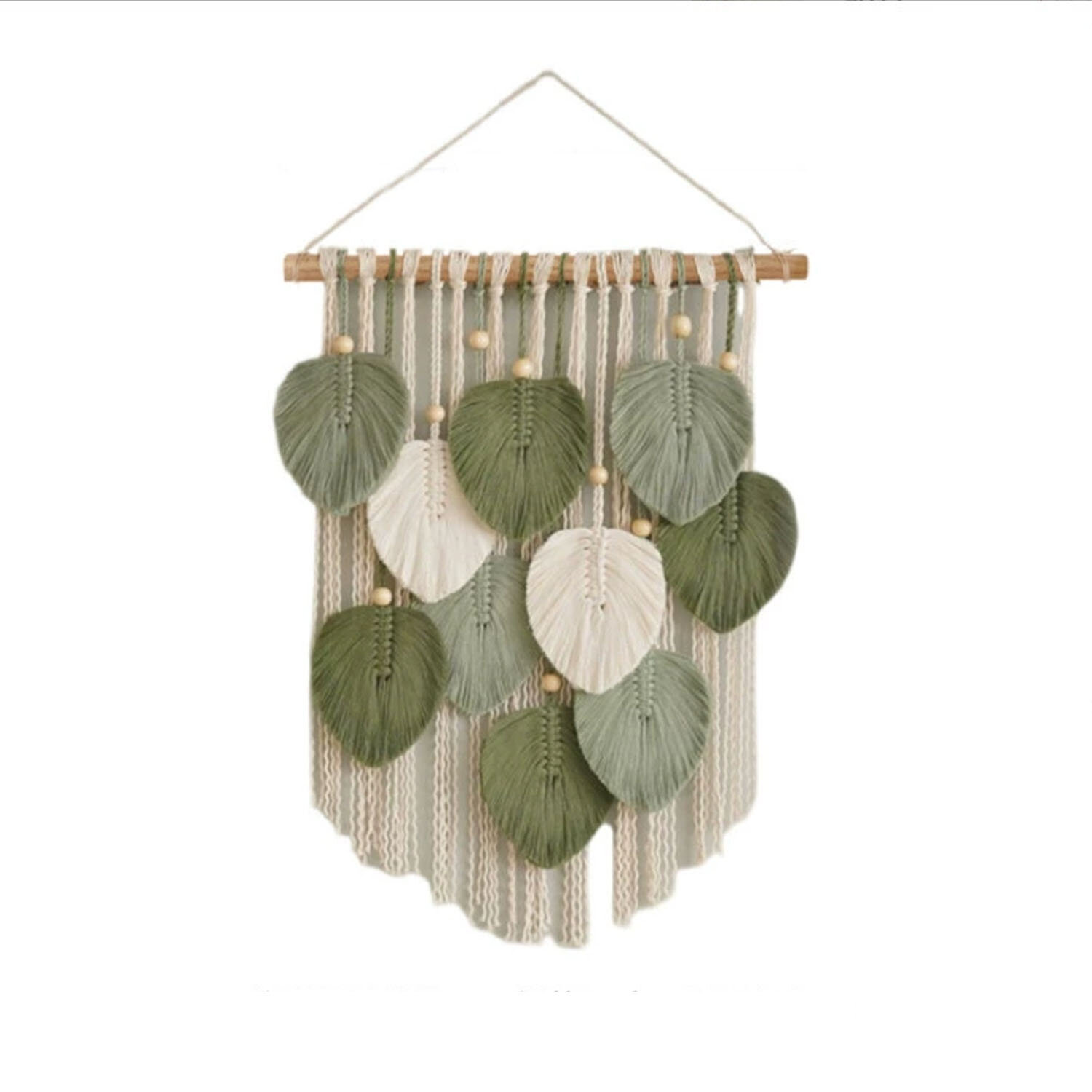 Macramé Leaf Wall Hanging из хлопкового нити, Восточный декор для гостиной спальни детской комнаты, Текстильное украшение, Подарок для любителей растений, 1 шт.