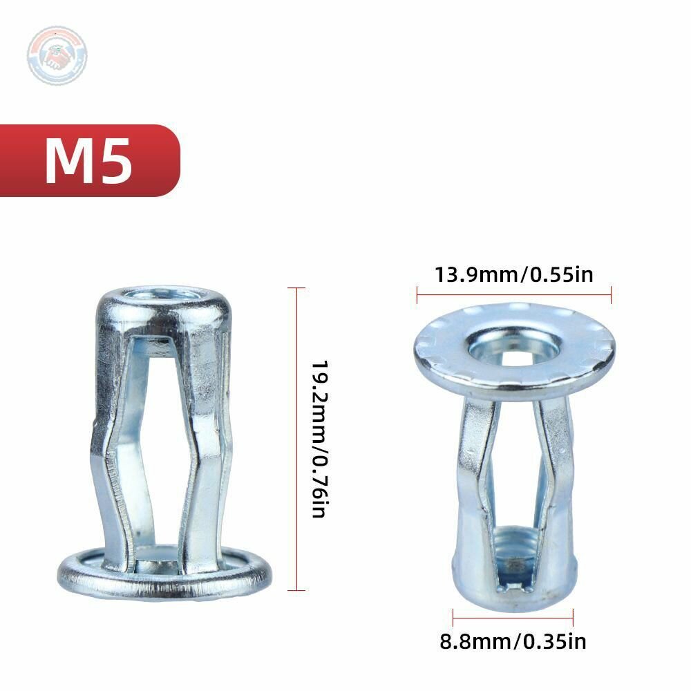 Лепестковые заклепки анкерные для гипсокартона, стальные расширяющиеся дюбеля-гайки, комплект 20 шт для крепления штор, полок, светильников и домашнего декора