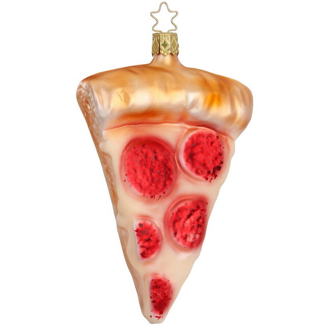 Стеклянная елочная игрушка Pizza Salami 13 см, Inge Glas (Инге Глас), 10015S022