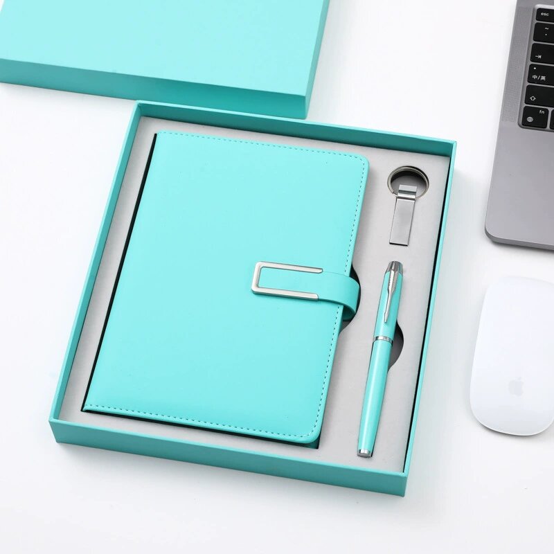 Набор блокнота A5, USB-накопителя и ручки Tiffany Blue для деловых подарков, премиум канцелярия с хранилищем