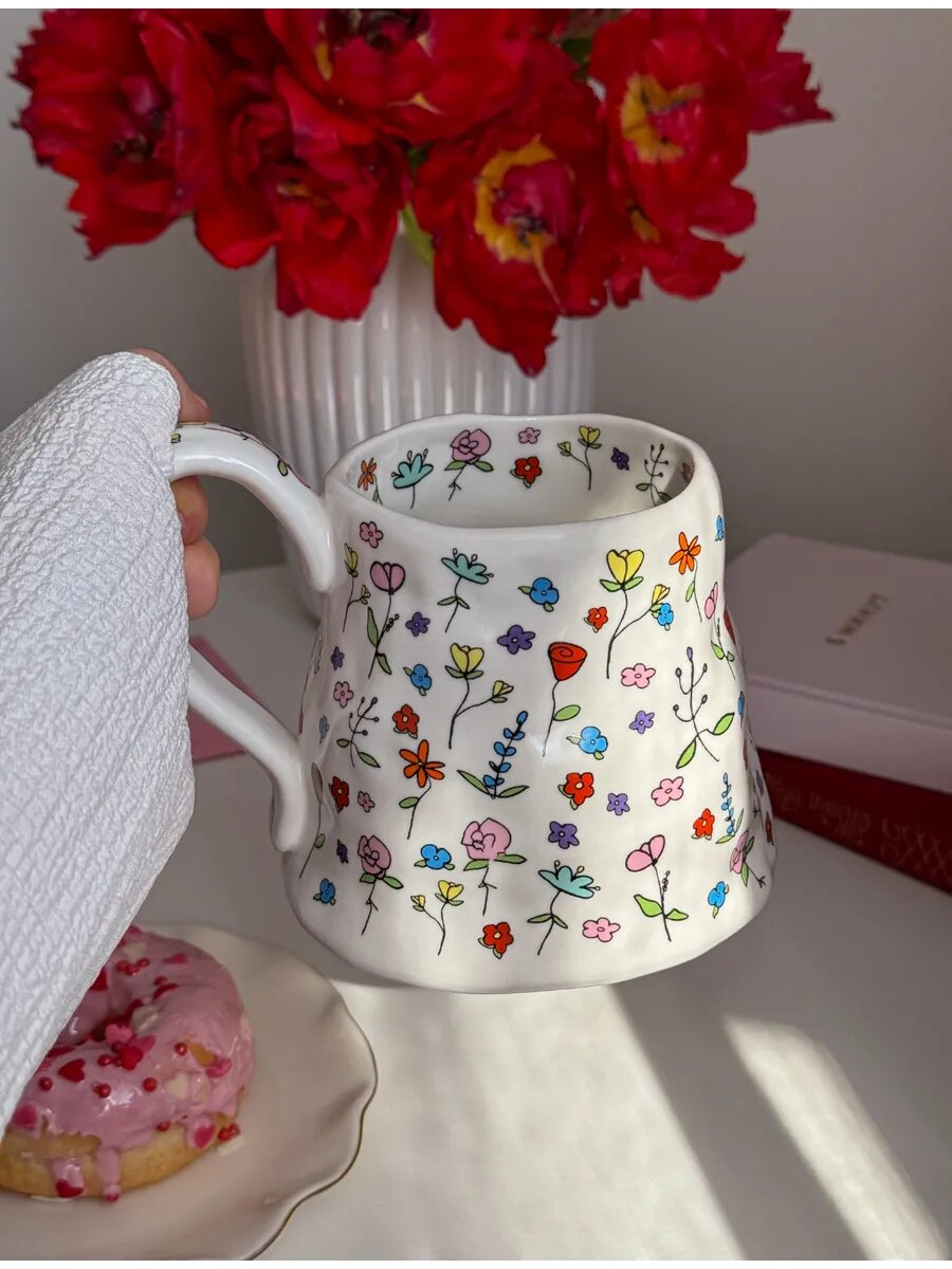 Кружка большая, керамическая для чая кофе чашка, 600 мл