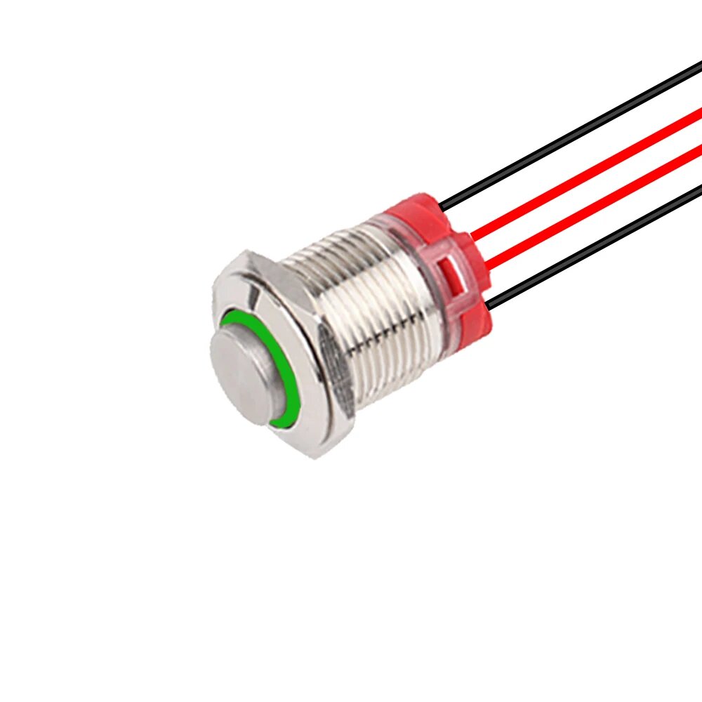 Водонепроницаемые металлические кнопки DIANQI 22mm, Momentary Reset, Ring-High-Green, 3-6V(3V5V6V)