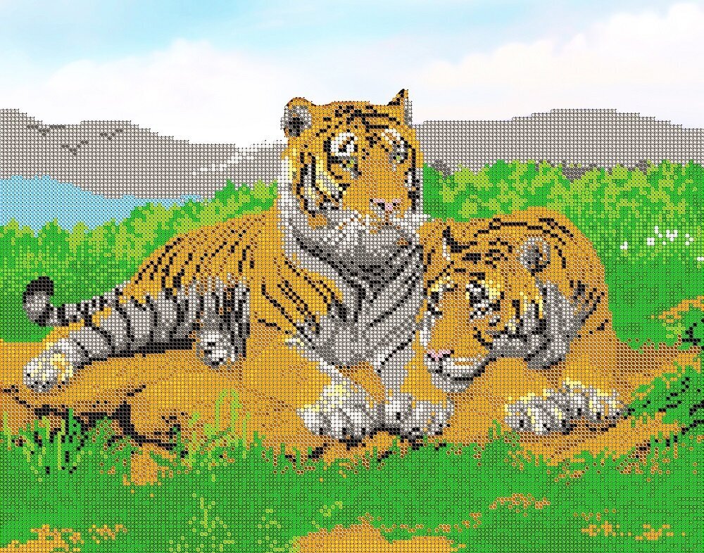 Вышивка бисером картины Тигры 30*38см