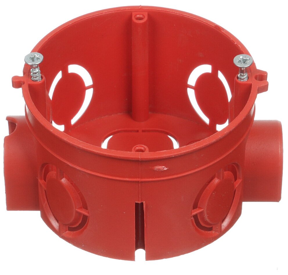 Коробка установочная, пластик, скрытая, диаметр 68 мм, 42 мм, TDM Electric, в бетон, с саморезами, стыковочные узлы, красная, IP20, SQ1402-1116