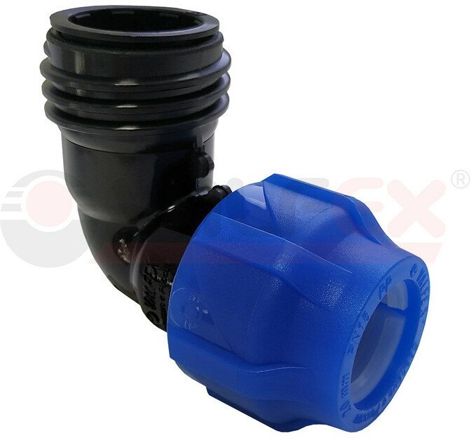 Отвод ПНД компрессионный с наружной резьбой 32х3/4" (75/15) VALFEX