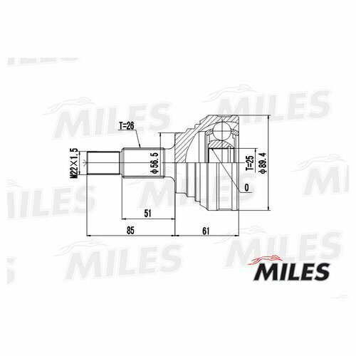 ШРУС MILES GA20005 для Audi 100, 200, 80, 90