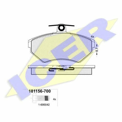 Комплект передних тормозных колодок Icer 181156700